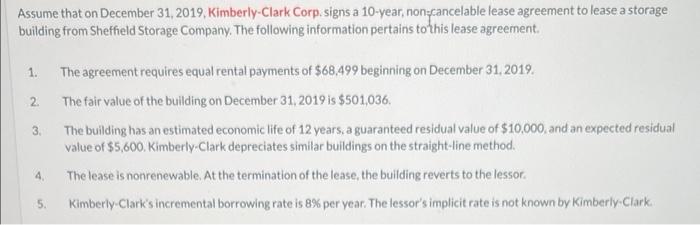Solved Assume that on December 31, 2019, Kimberly-Clark | Chegg.com