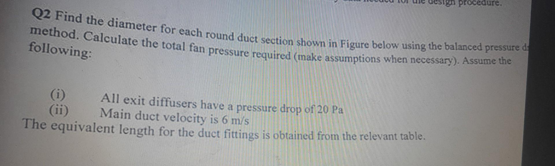 Solved Q2 Find the diameter for each round duct section | Chegg.com