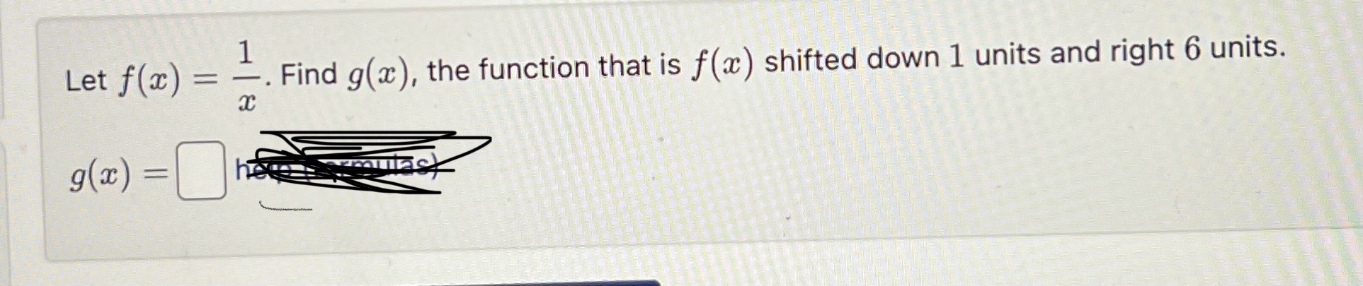 Solved Let f(x)=1x. ﻿Find g(x), ﻿the function that is f(x) | Chegg.com