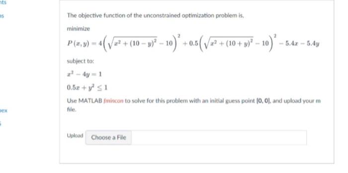 Solved The Objective Function Of The Unconstrained