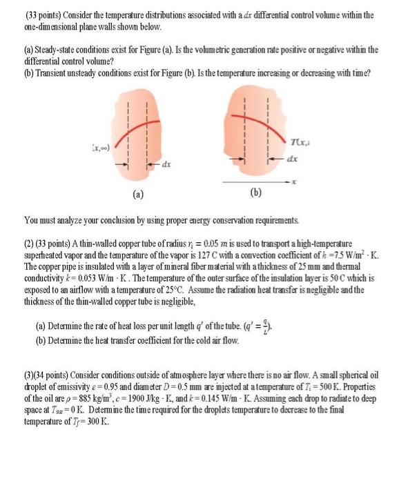 (33 points) Consider the temperature distributions | Chegg.com