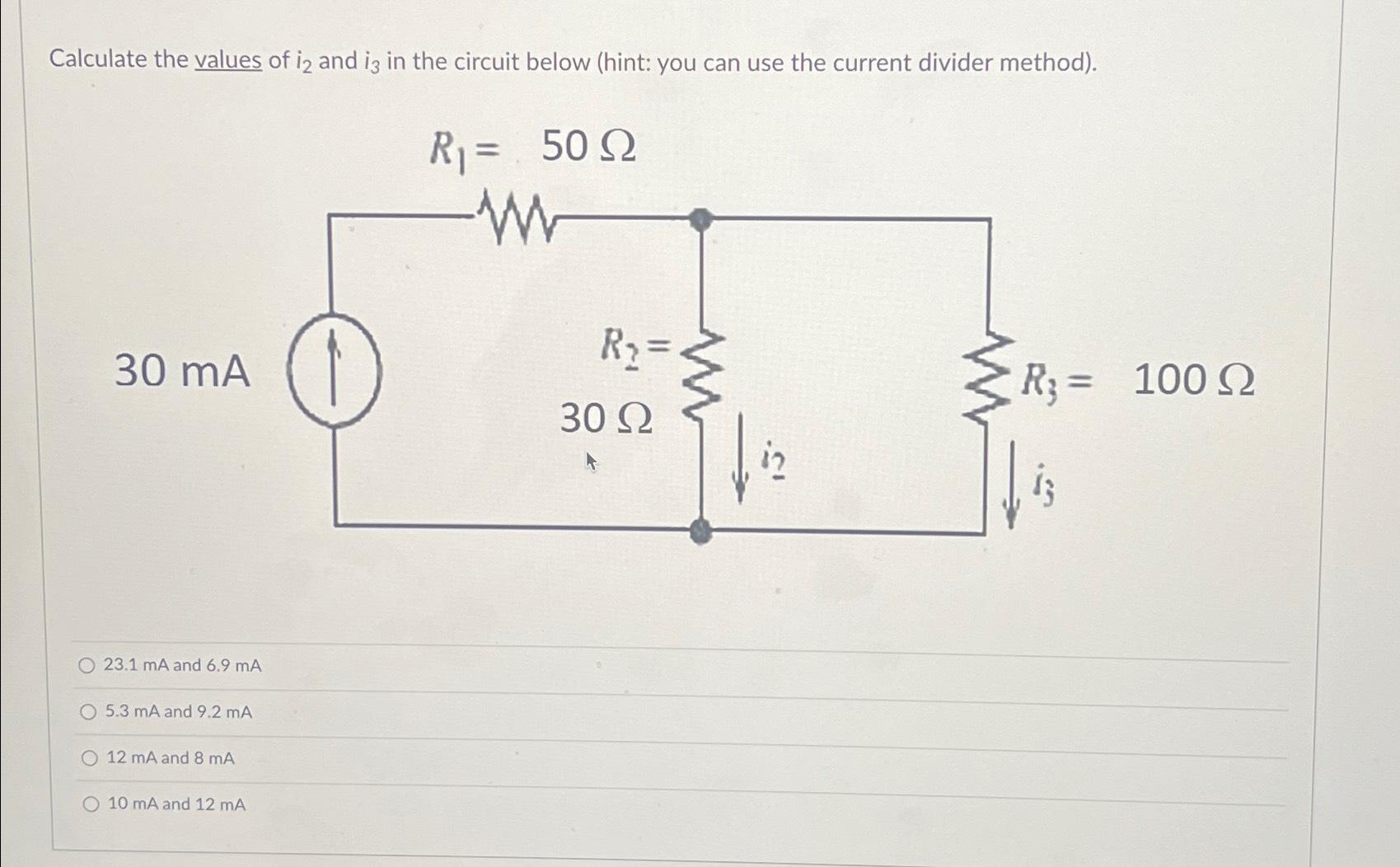 Solved Calculate the values of i2 ﻿and i3 ﻿in the circuit | Chegg.com
