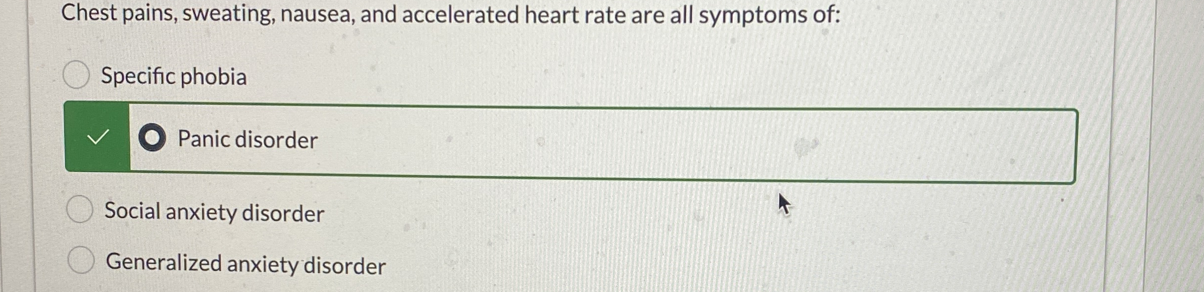 Solved Chest pains, sweating, nausea, and accelerated heart | Chegg.com