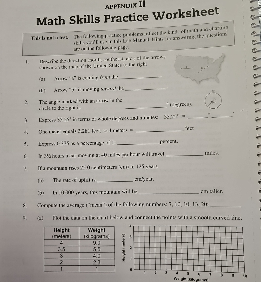 Solved APPENDIX IIMath Skills Practice WorksheetThis is not | Chegg.com