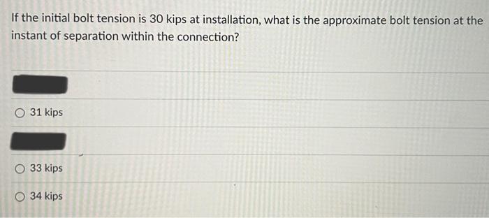 Solved If the initial bolt tension is 30 kips at | Chegg.com