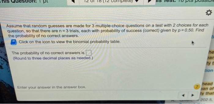 Solved Assume that random guesses are made for 3 | Chegg.com