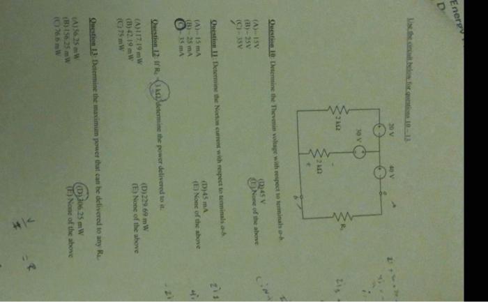 Solved (A) =15 V (D) 45 V (tit) −25 V (11) Nione of the ahwe | Chegg.com
