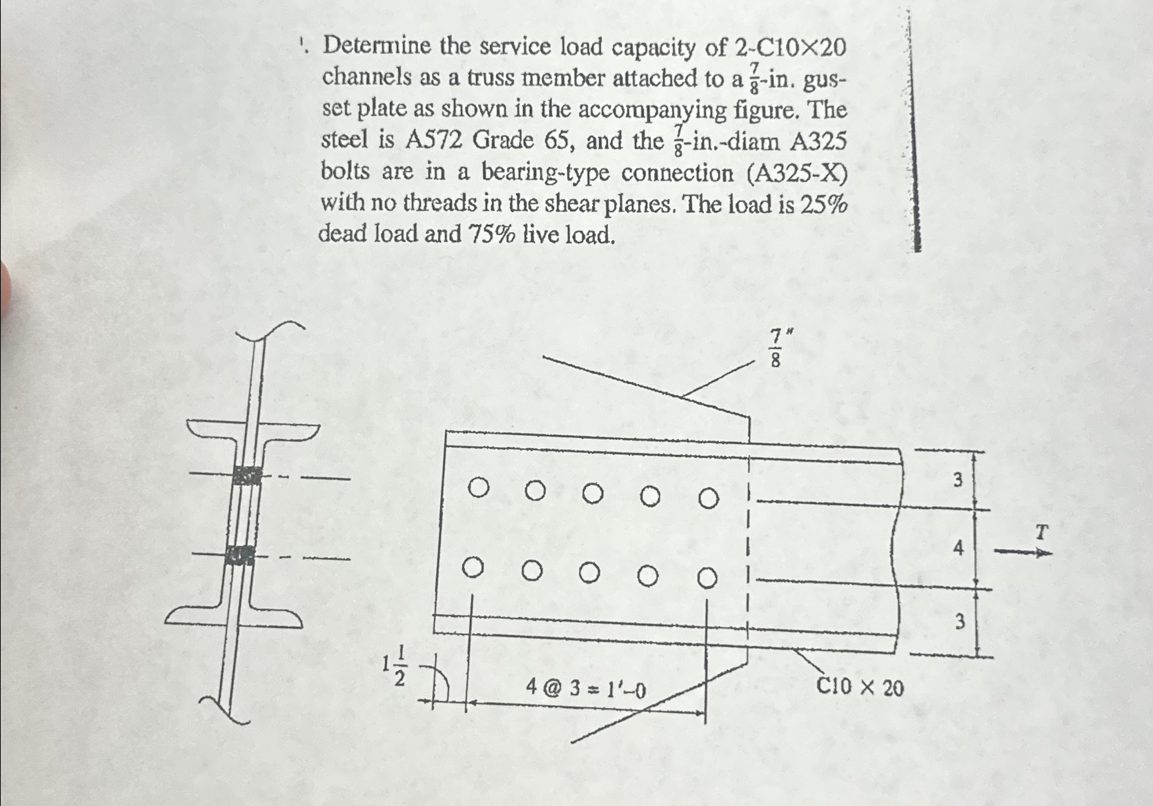 Solved Determine the service load capacity of 2-C10\times 20 | Chegg.com