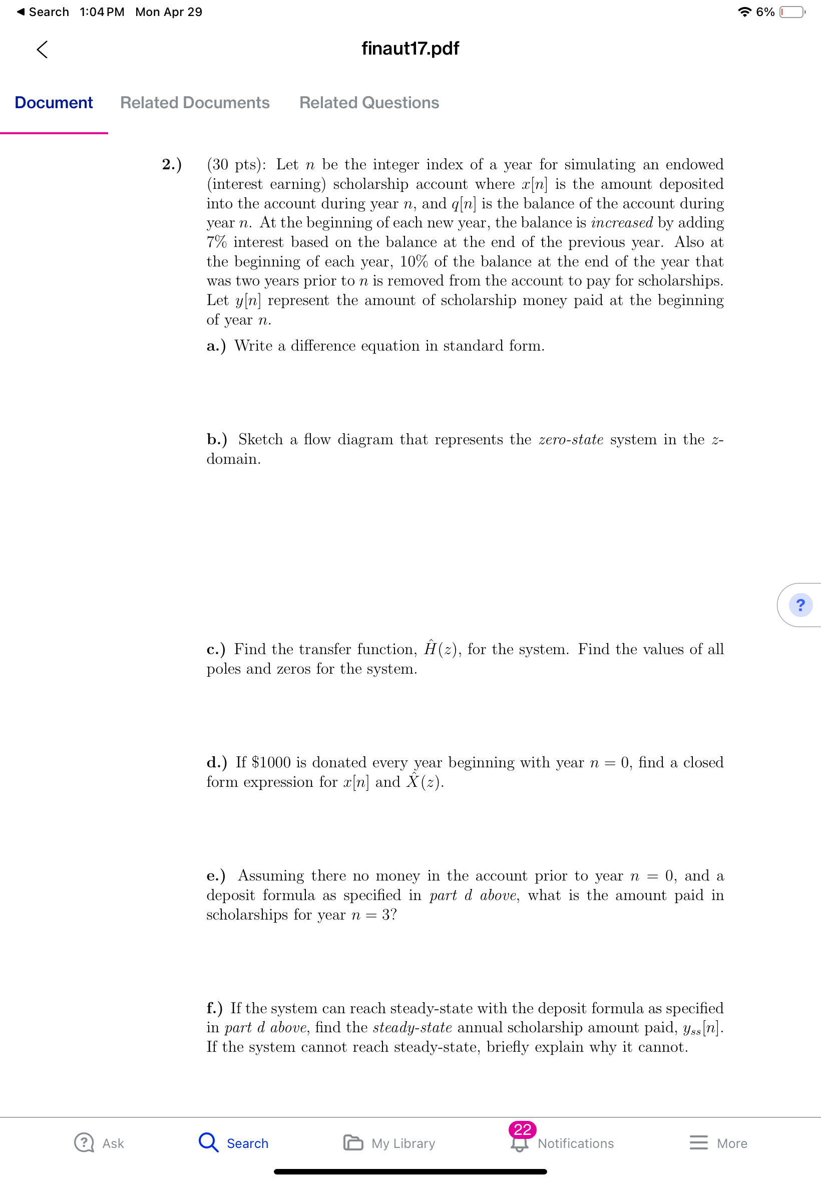 Solved Search 1:04 ﻿PM Mon Apr 29finaut17.pdfDocumentRelated | Chegg.com