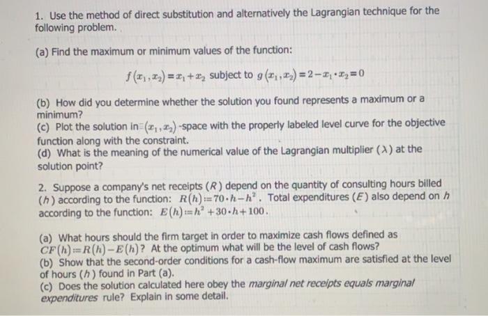 Solved 1. Use the method of direct substitution and | Chegg.com