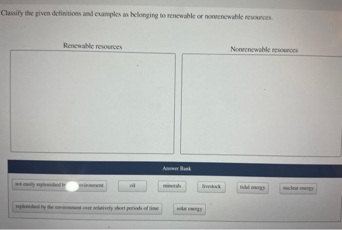 Solved Classify the given definitions and examples as | Chegg.com