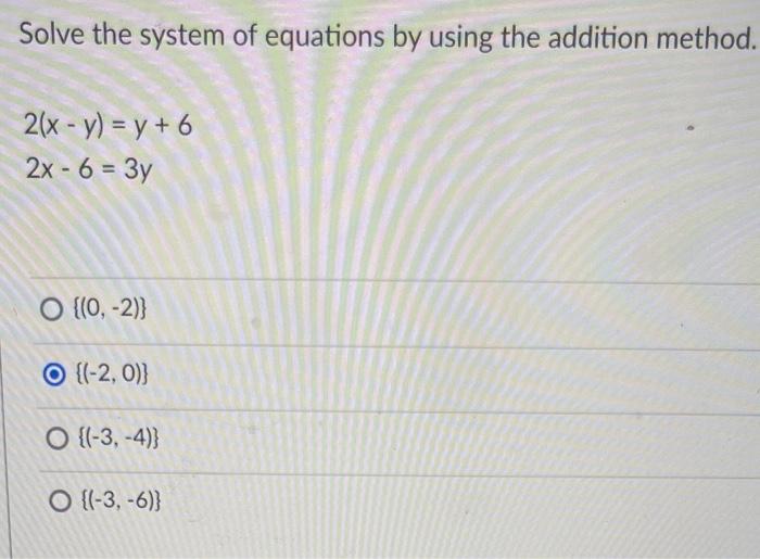 Solved Solve the system of equations by using the addition | Chegg.com