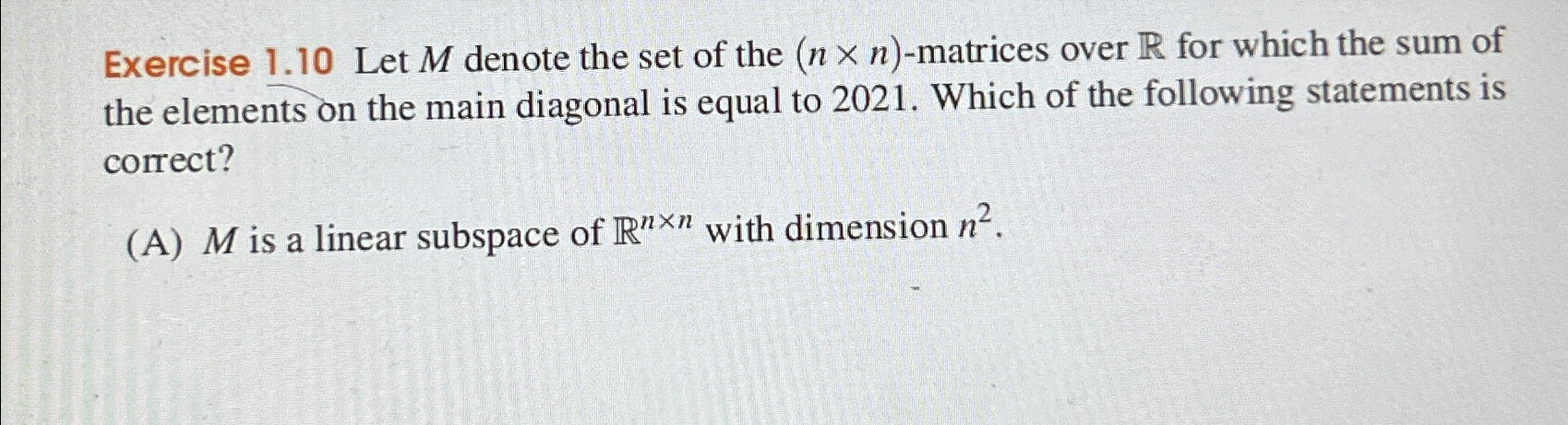 Solved Exercise 1.10 ﻿Let M ﻿denote the set of the | Chegg.com