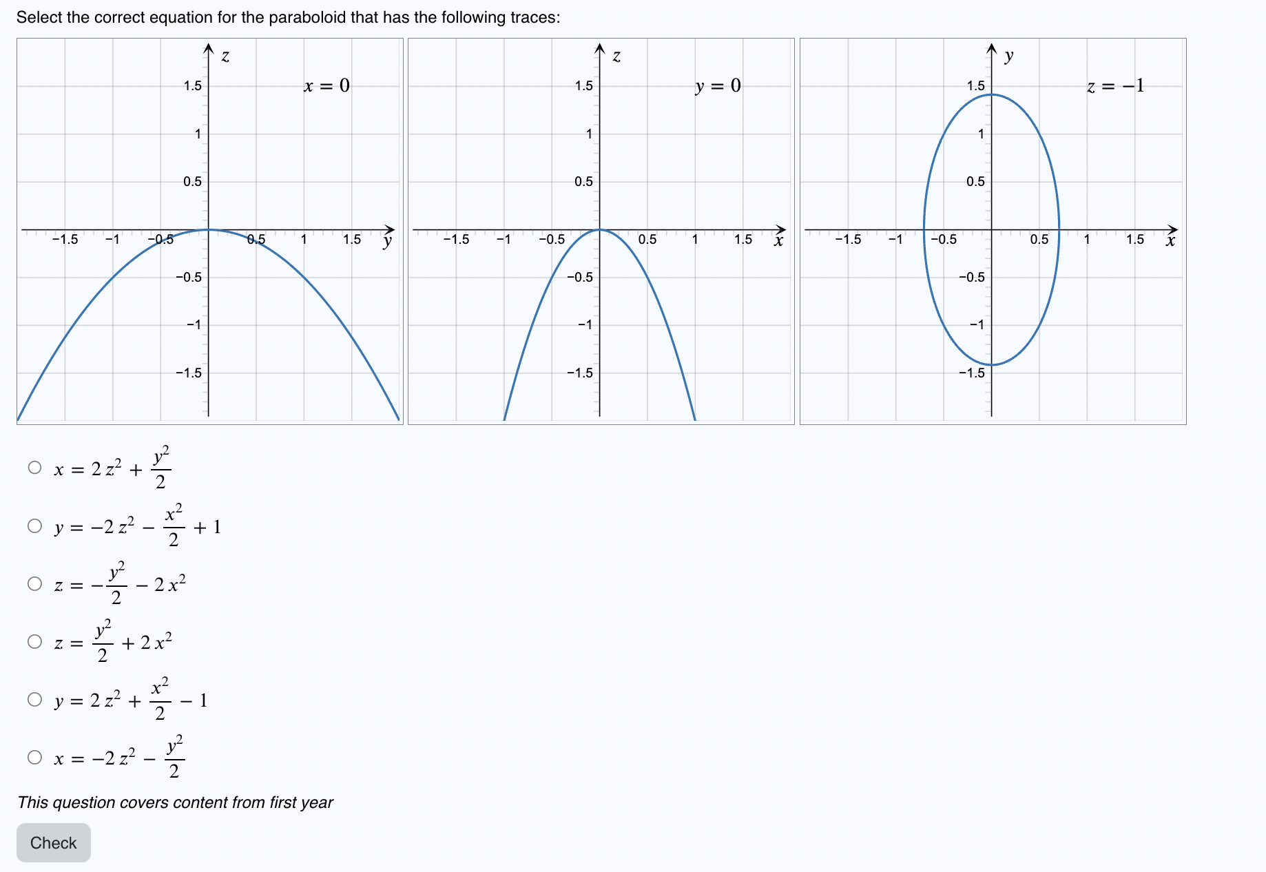 Solved Select the correct equation for the paraboloid that | Chegg.com