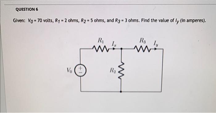 Solved Given: V0=70 volts, R1=2 ohms, R2=5 ohms, and R3=3 | Chegg.com