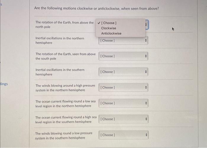 Solved Are the following motions clockwise or anticlockwise, | Chegg.com