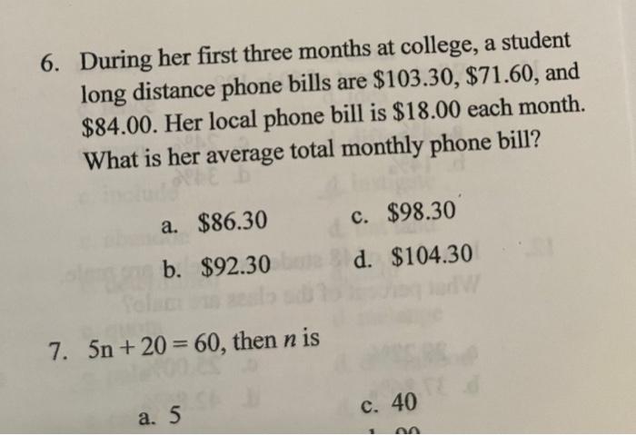 Solved 6. During her first three months at college, a | Chegg.com