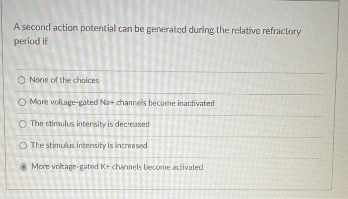 Solved A second action potential can be generated during the | Chegg.com