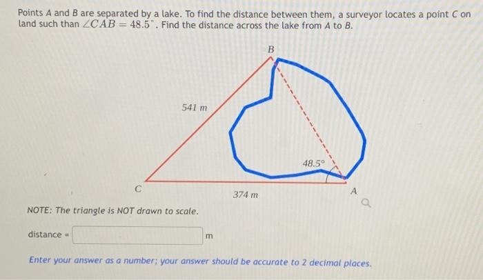 Solved Points A and B are separated by a lake. To find the | Chegg.com