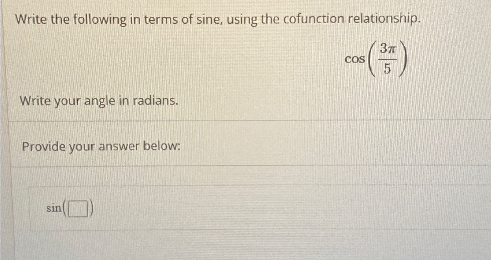 Write the following in terms of sine, ﻿using the | Chegg.com