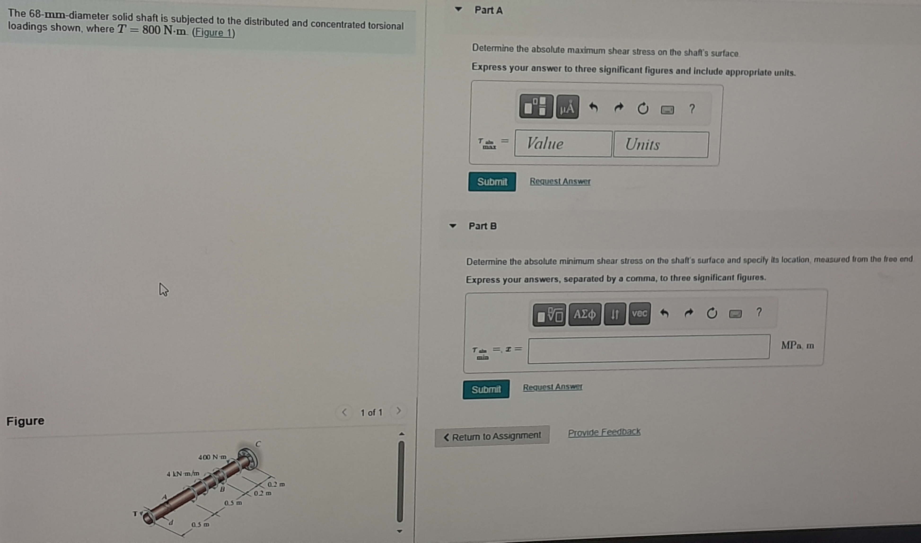 Solved The \( 68-\mathrm{mm} \)-diameter solid shaft is | Chegg.com