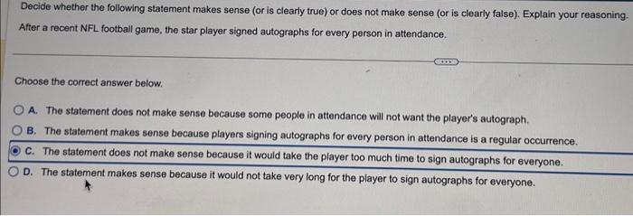 Solved IS THIS CORRECT? Decide whether the following | Chegg.com