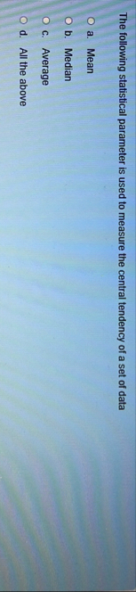 Solved The following statistical parameter is used to | Chegg.com