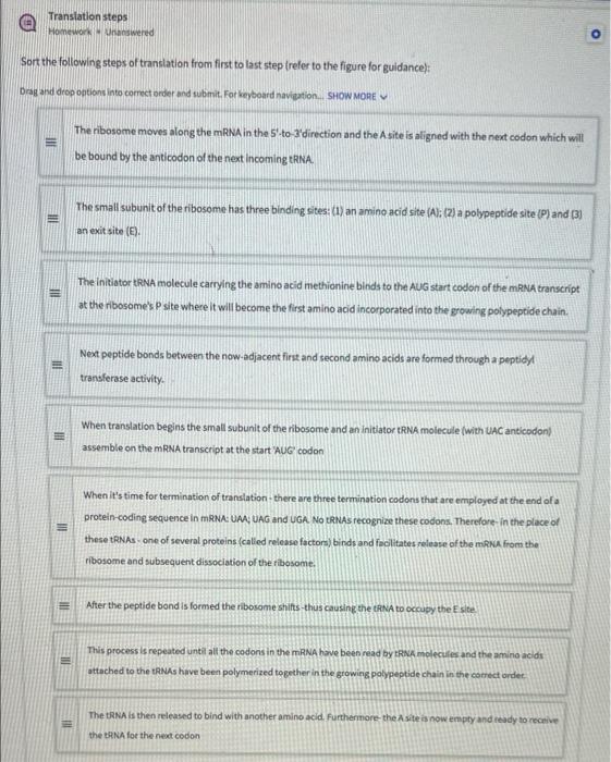 Solved Translation steps Homework answered Sort the | Chegg.com