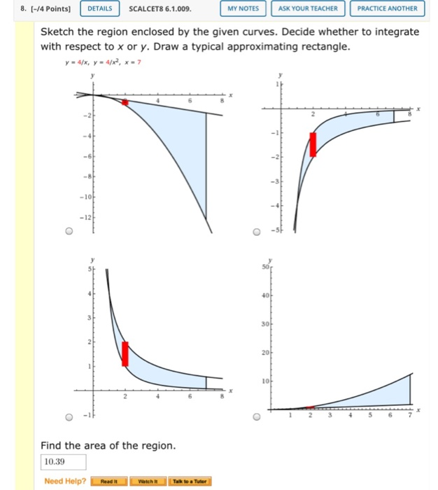 Solved 7. [-/4 points) DETAILS SCALCET8 6.1.006. MY NOTES | Chegg.com