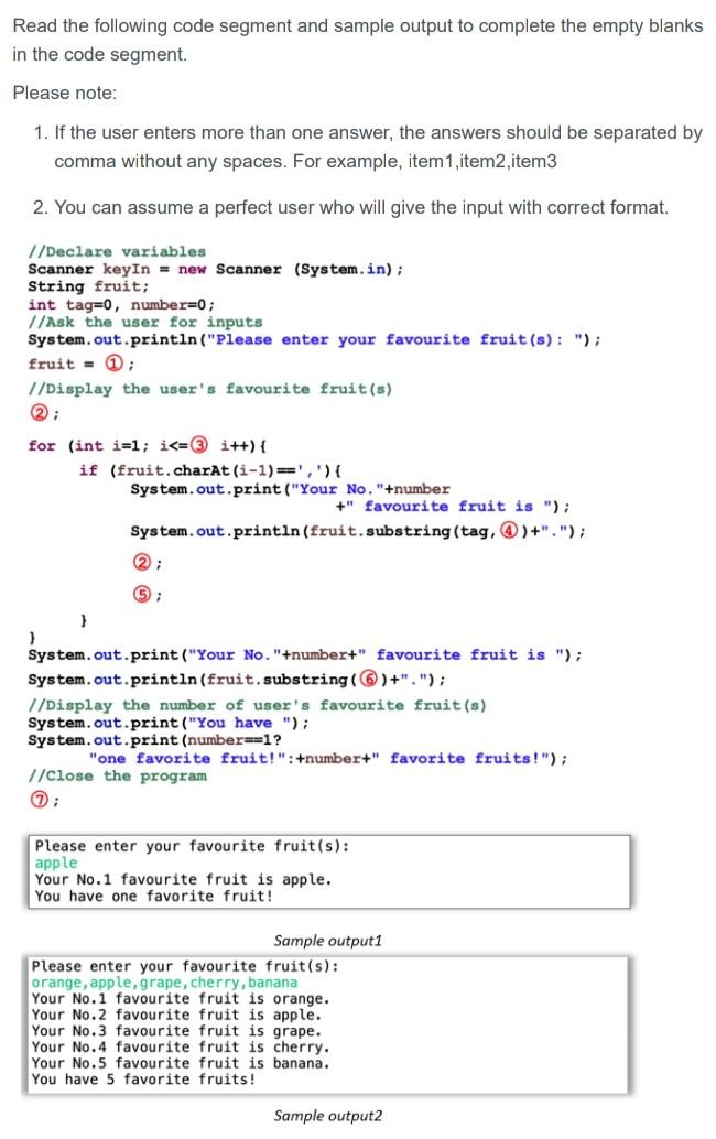 Solved Read the following code segment and sample output to | Chegg.com