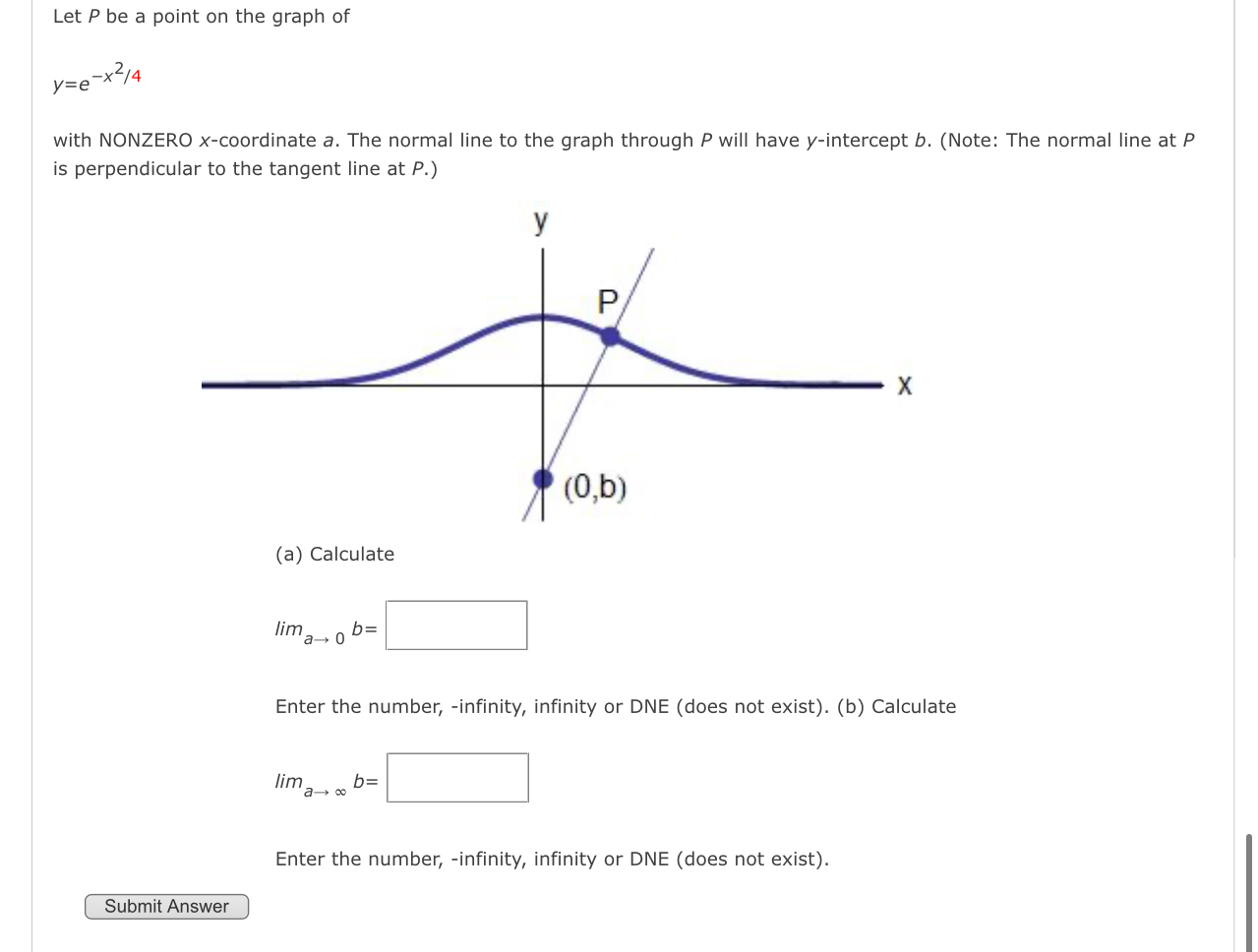 Solved Let P ﻿be a point on the graph ofy=e-x24with NONZERO | Chegg.com