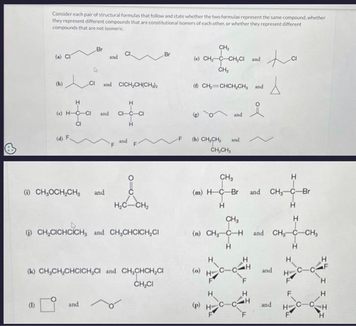 Solved Consider each pair of structural formulas that follow | Chegg.com
