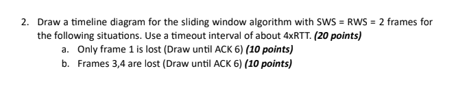 Solved Draw a timeline diagram for the sliding window | Chegg.com