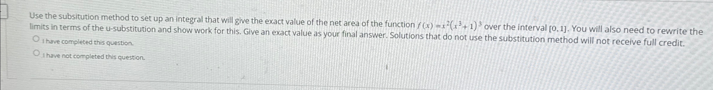 Solved Use The Subsitution Method To Set Up An Integral That