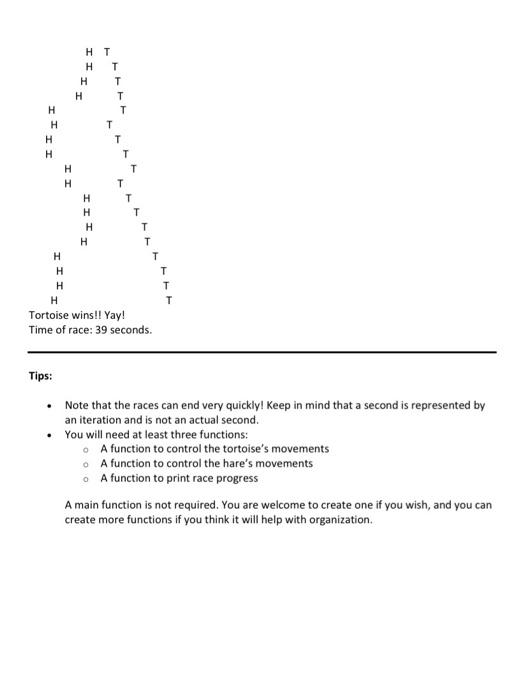 Solved Tortoise Vs Hare 60 Pts Write A Program That 2015