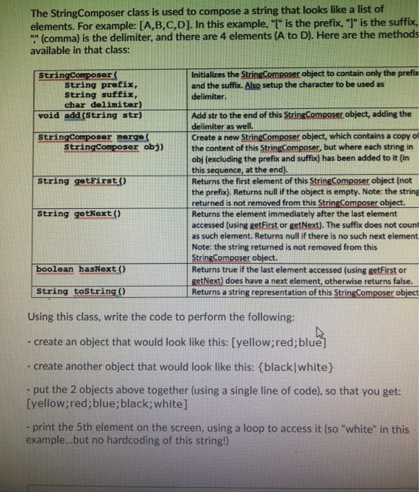 Solved The String Composer class is used to compose a string | Chegg.com