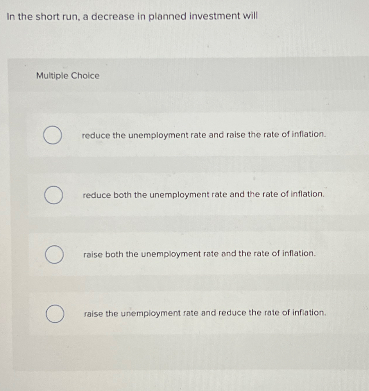 Solved In the short run, a decrease in planned investment | Chegg.com