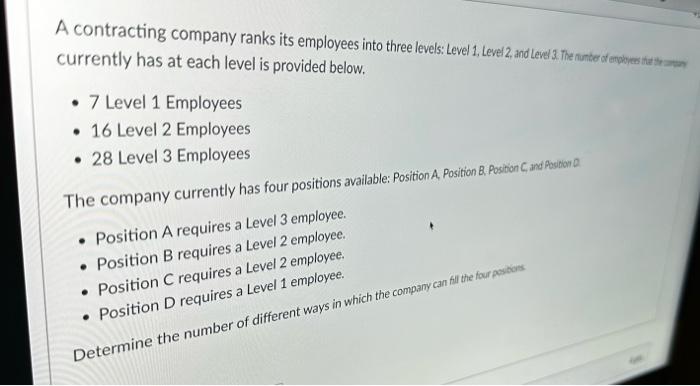 Solved currently has at each level is provided below. - 7 | Chegg.com