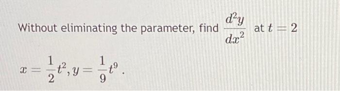 Solved Without eliminating the parameter, find X = 1 -t². 2 | Chegg.com