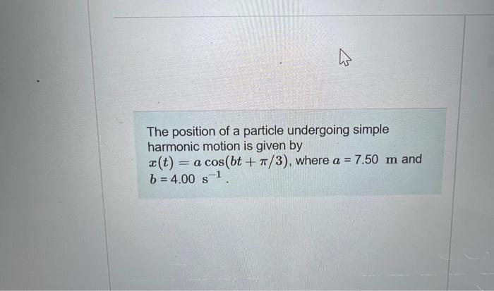 Solved The position of a particle undergoing simple harmonic | Chegg.com