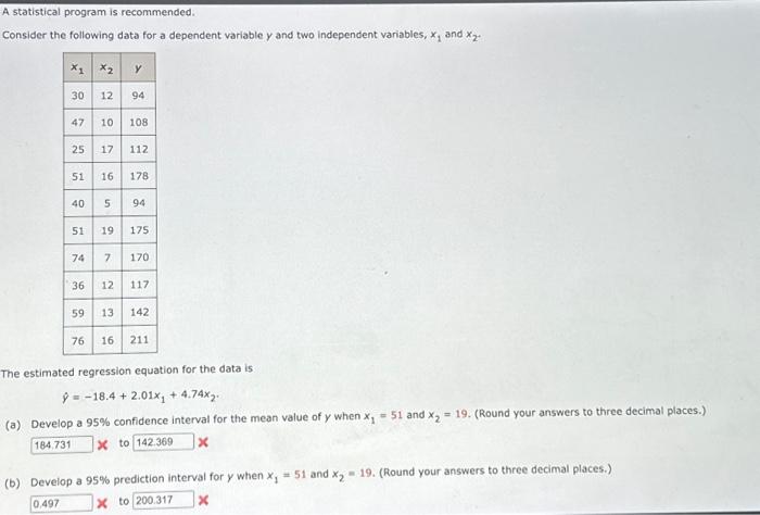 Solved A statistical program is recommended. Consider the | Chegg.com