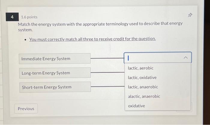 Solved 1.6 points Match the energy system with the | Chegg.com