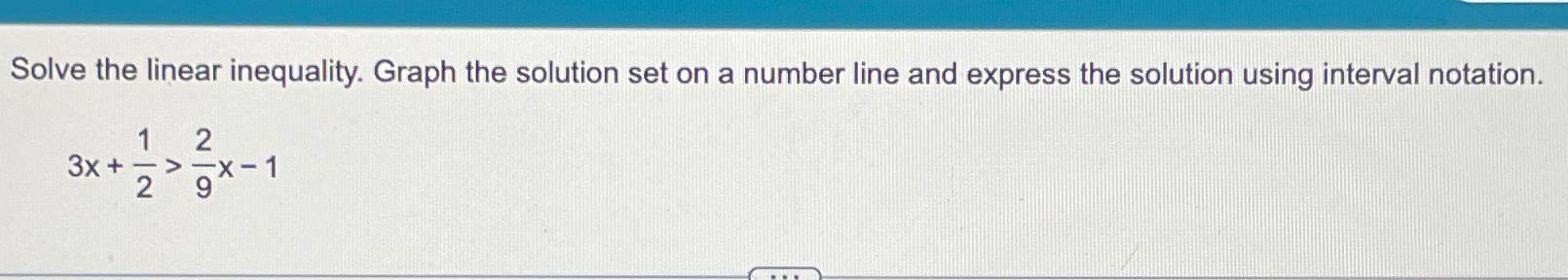 Solved Solve the linear inequality. Graph the solution set | Chegg.com
