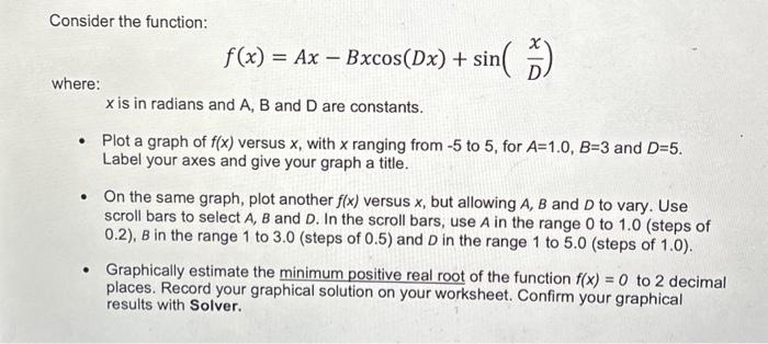 Solved Consider the function: where: \\[ f(x)=A x-B x \\cos | Chegg.com