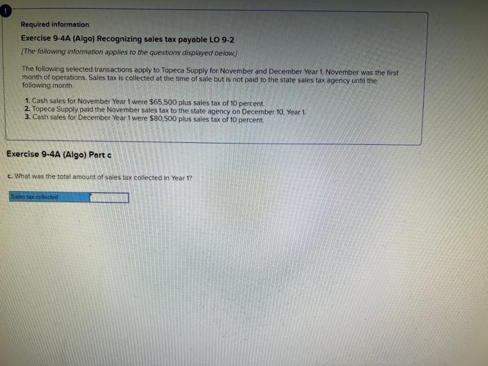Solved Required information Exercise 9-4A (Algo) Recognizing | Chegg.com