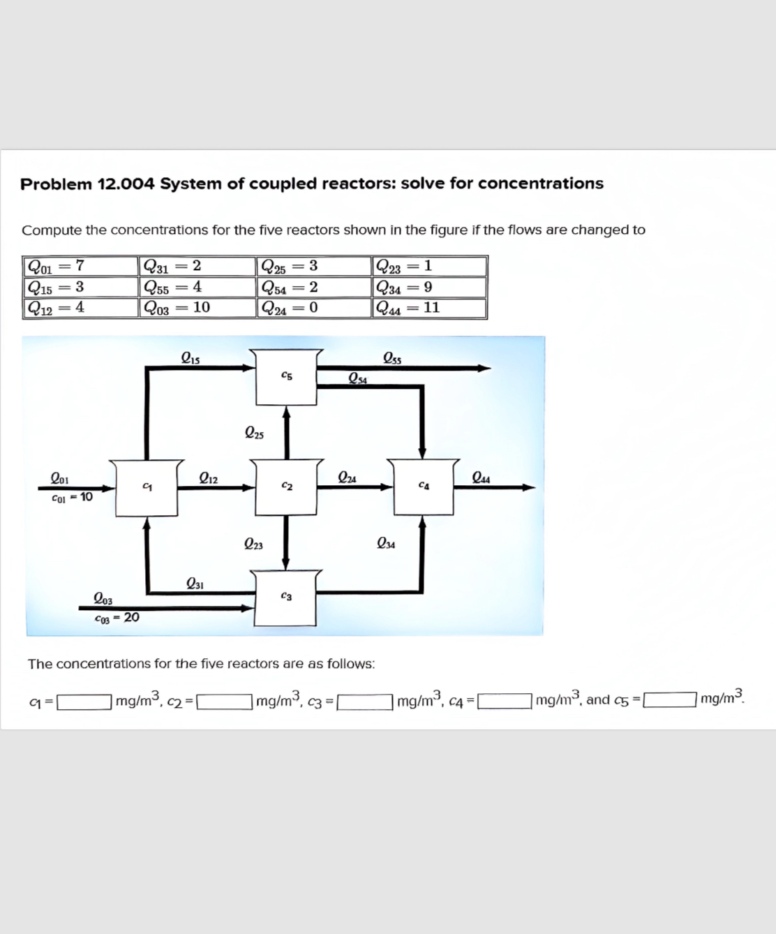 Problem 12.004 ﻿System of coupled reactors: solve for | Chegg.com