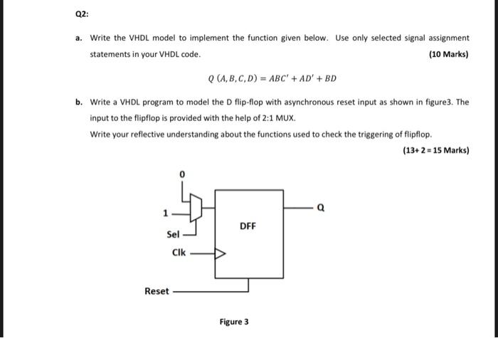 Solved Q2: a. Write the VHDL model to implement the function | Chegg.com