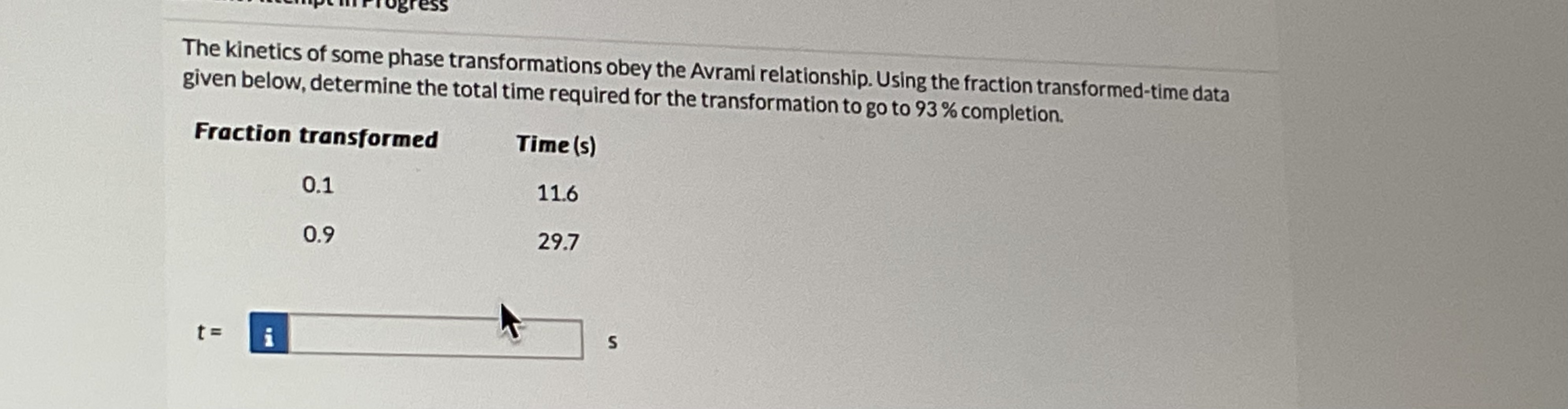 Solved The kinetics of some phase transformations obey the | Chegg.com