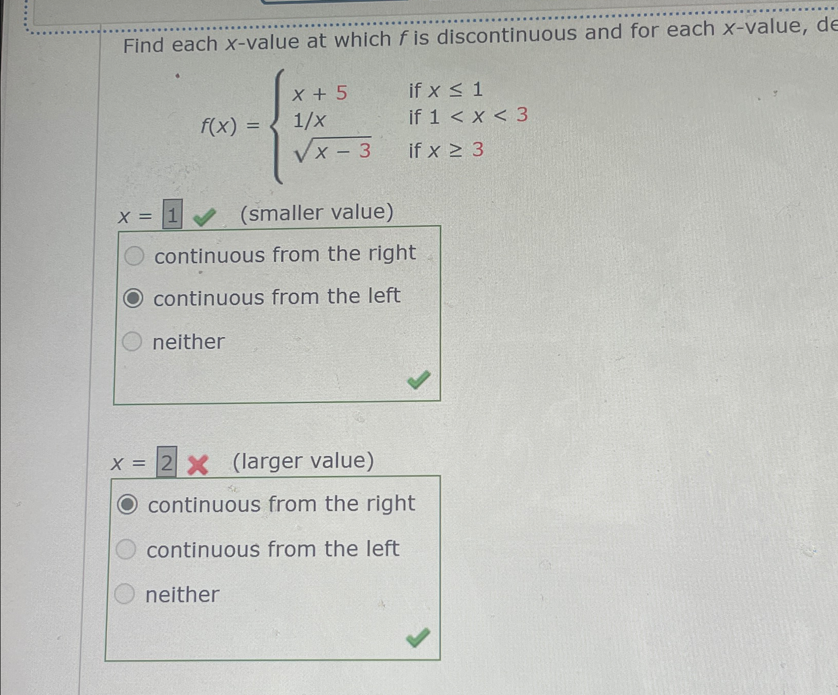 Solved Find each x-value at which f ﻿is discontinuous and | Chegg.com