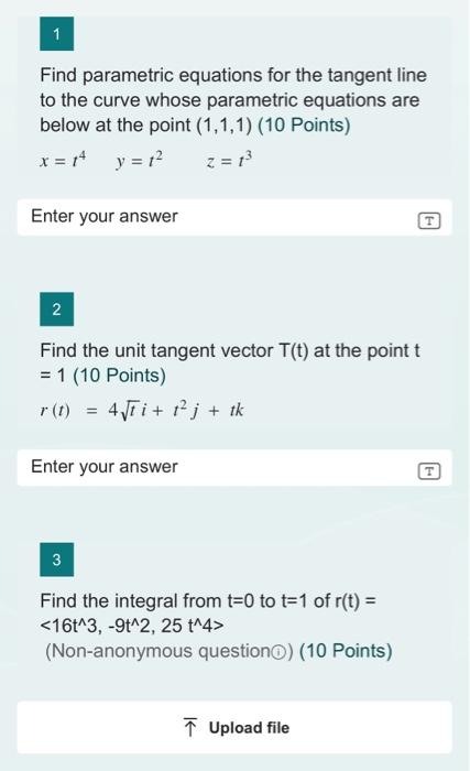 Solved Find parametric equations for the tangent line to the | Chegg.com